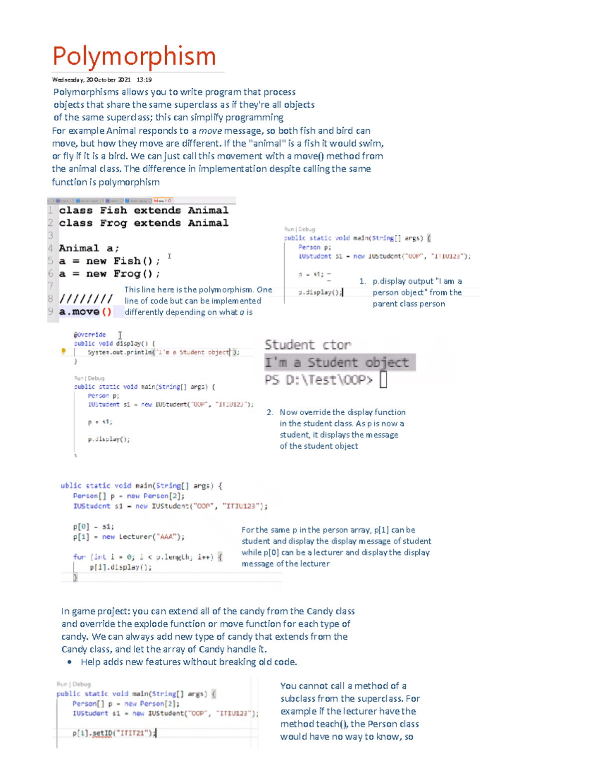 Polymorphism Explained: Concepts and Examples in Programming - Studocu