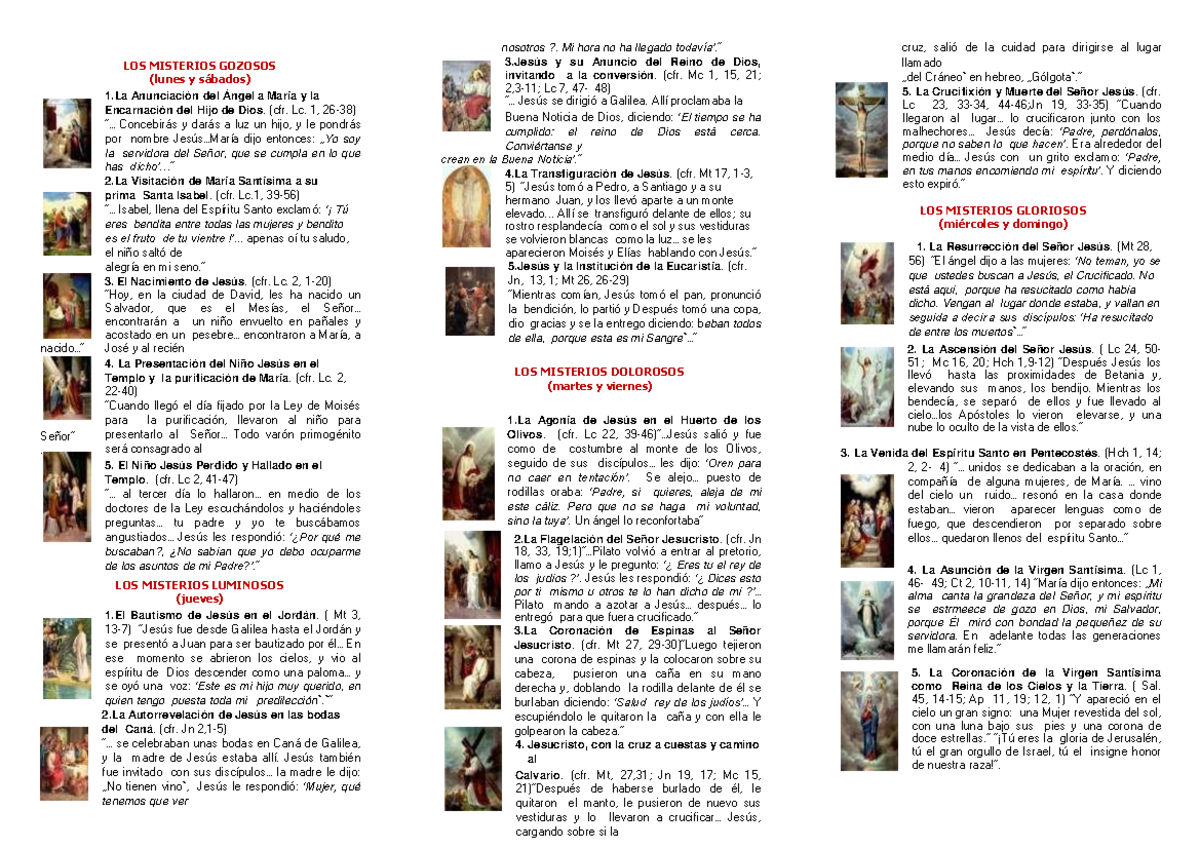 Triptico del santo rosario 7 - LOS MISTERIOS GOZOSOS (lunes y sábados ...