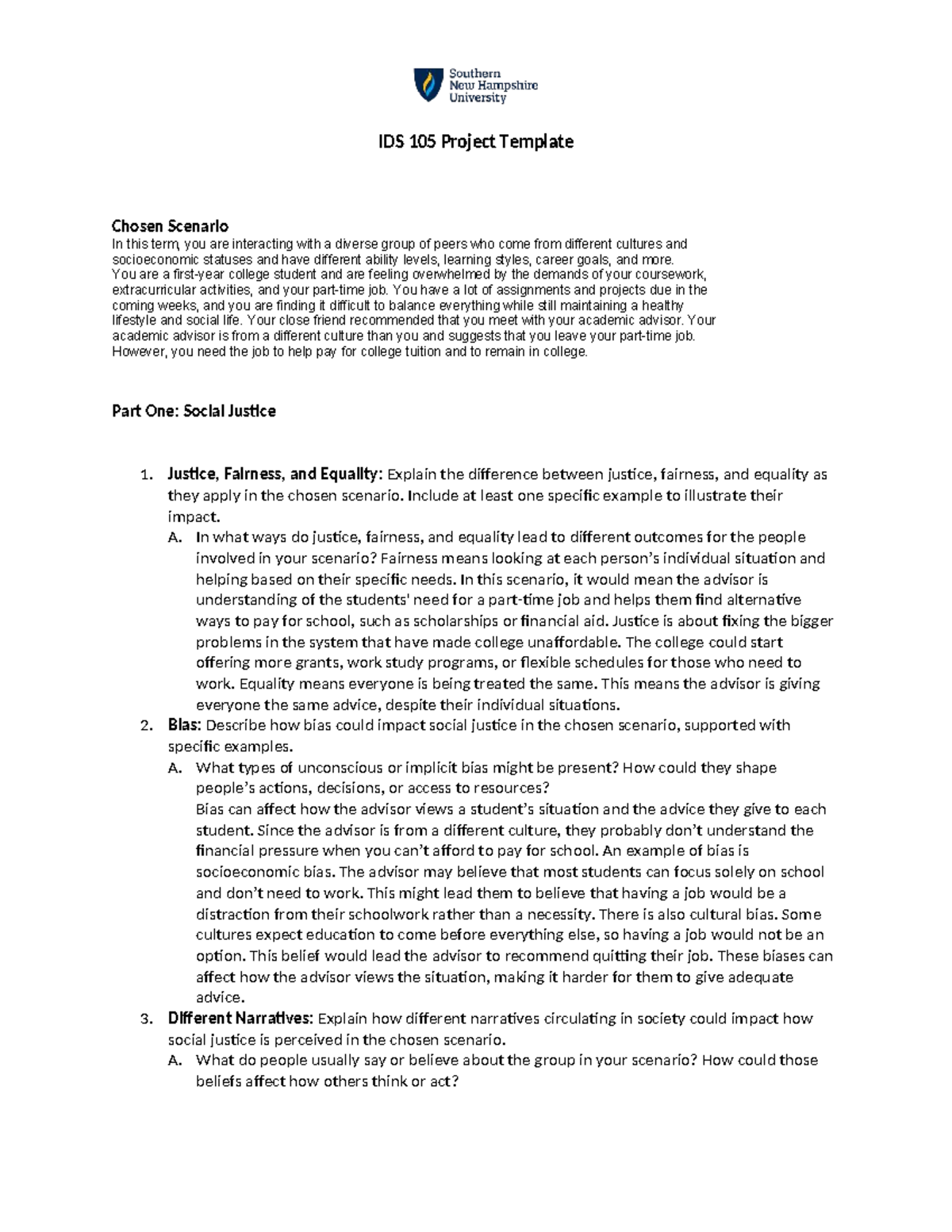 IDS 105 Project Template: Navigating Social Justice & Cultural Fluency ...