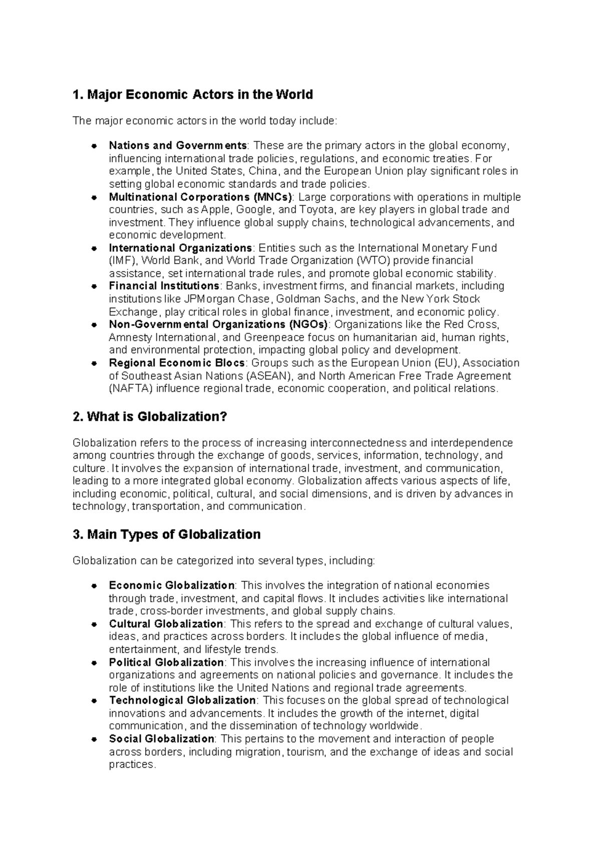 Trần Việt Hà - 11211963 - the world economy - 1. Major Economic Actors ...