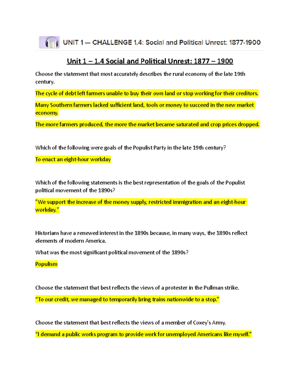 Sophia Pathways U.S. History II Unit 2 Milestone 2 - Unit 2 – Milestone ...