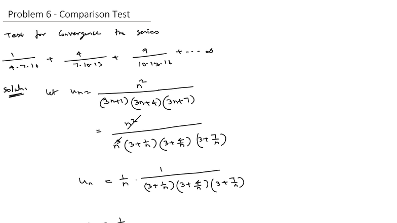 Problem 6 - Comparison Test for Convergence in Series - Studocu
