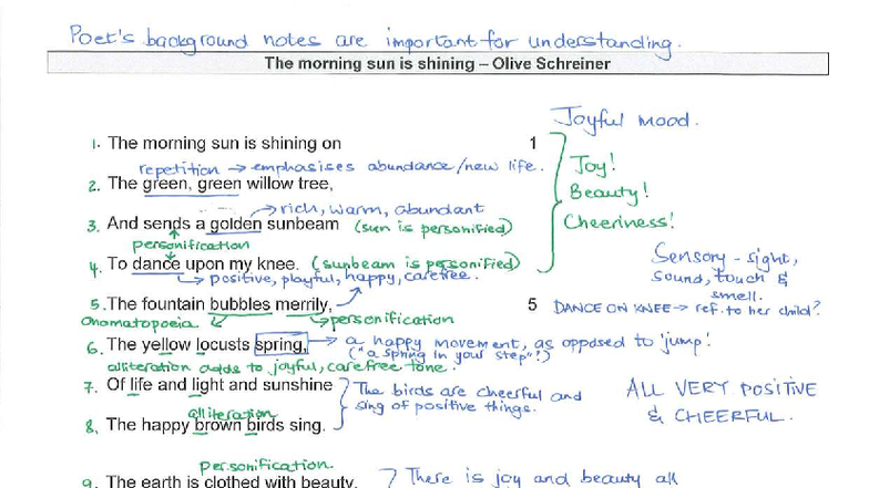 Understanding Olive Schreiner's "The Morning Sun is Shining" Analysis ...