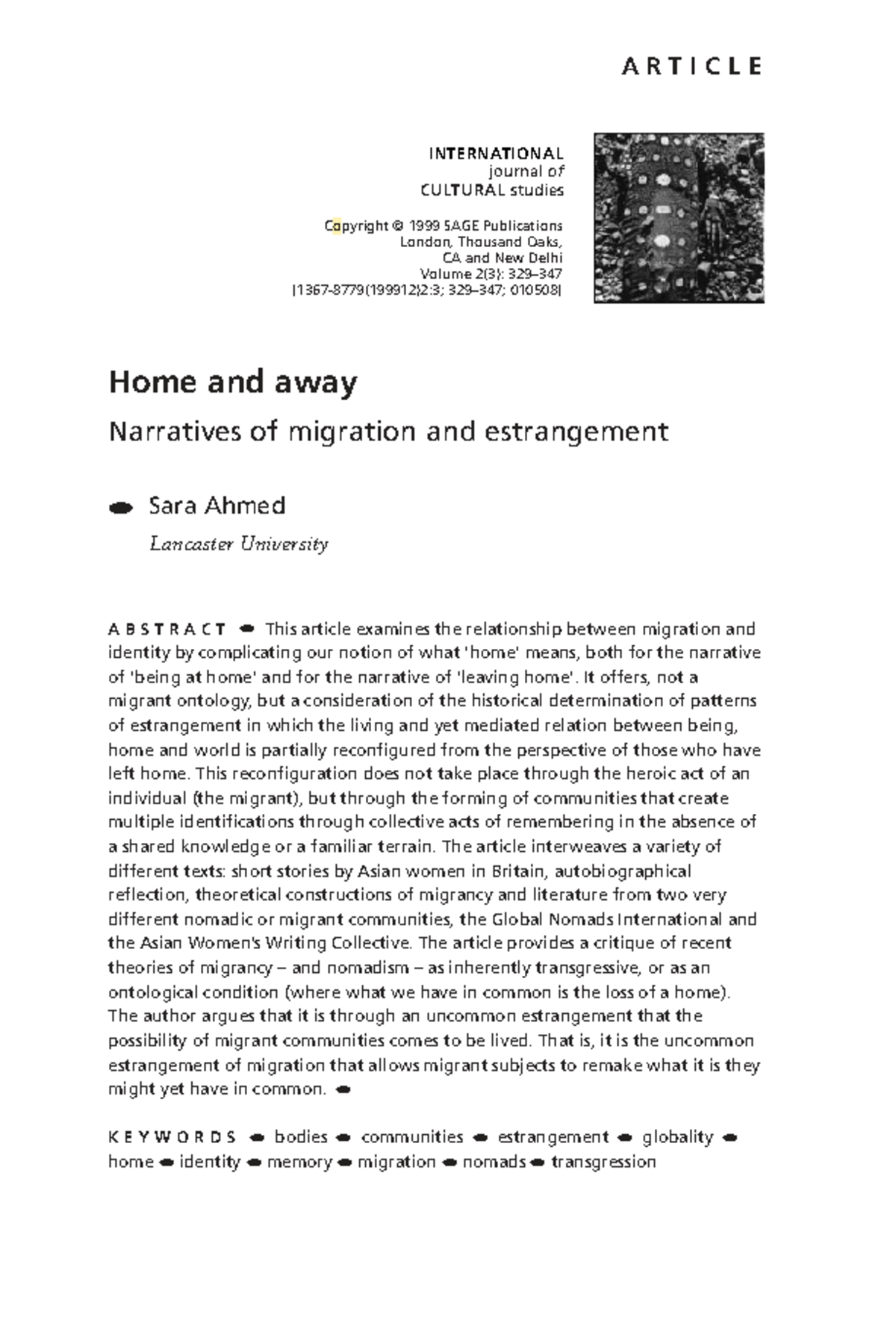 Narratives of Migration and Estrangement: Identity and Home Analysis ...