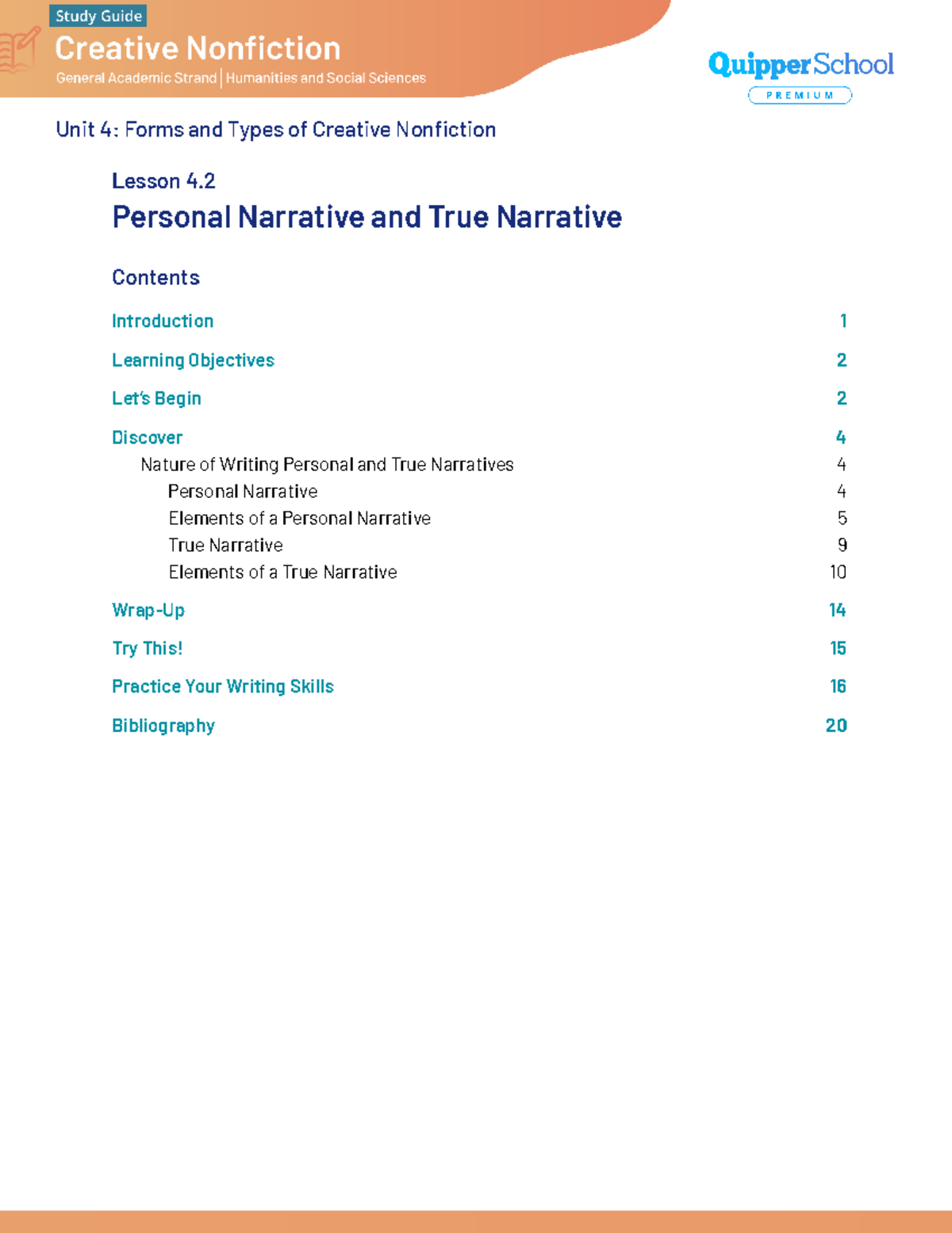 CNF11 12 Q2 0402M SG Lesson 4: Personal vs. True Narratives - Studocu