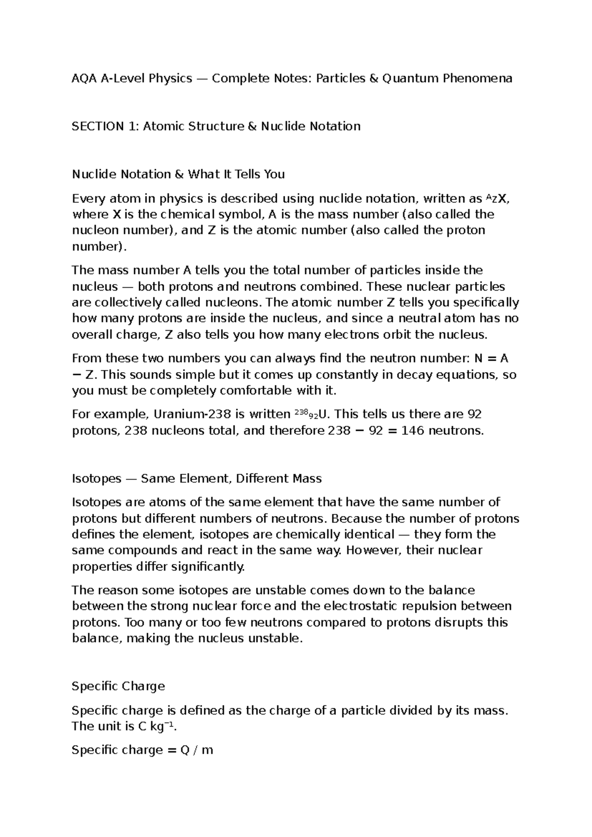 AQA Physics Notes: Particles & Radiation Overview and Key Concepts ...