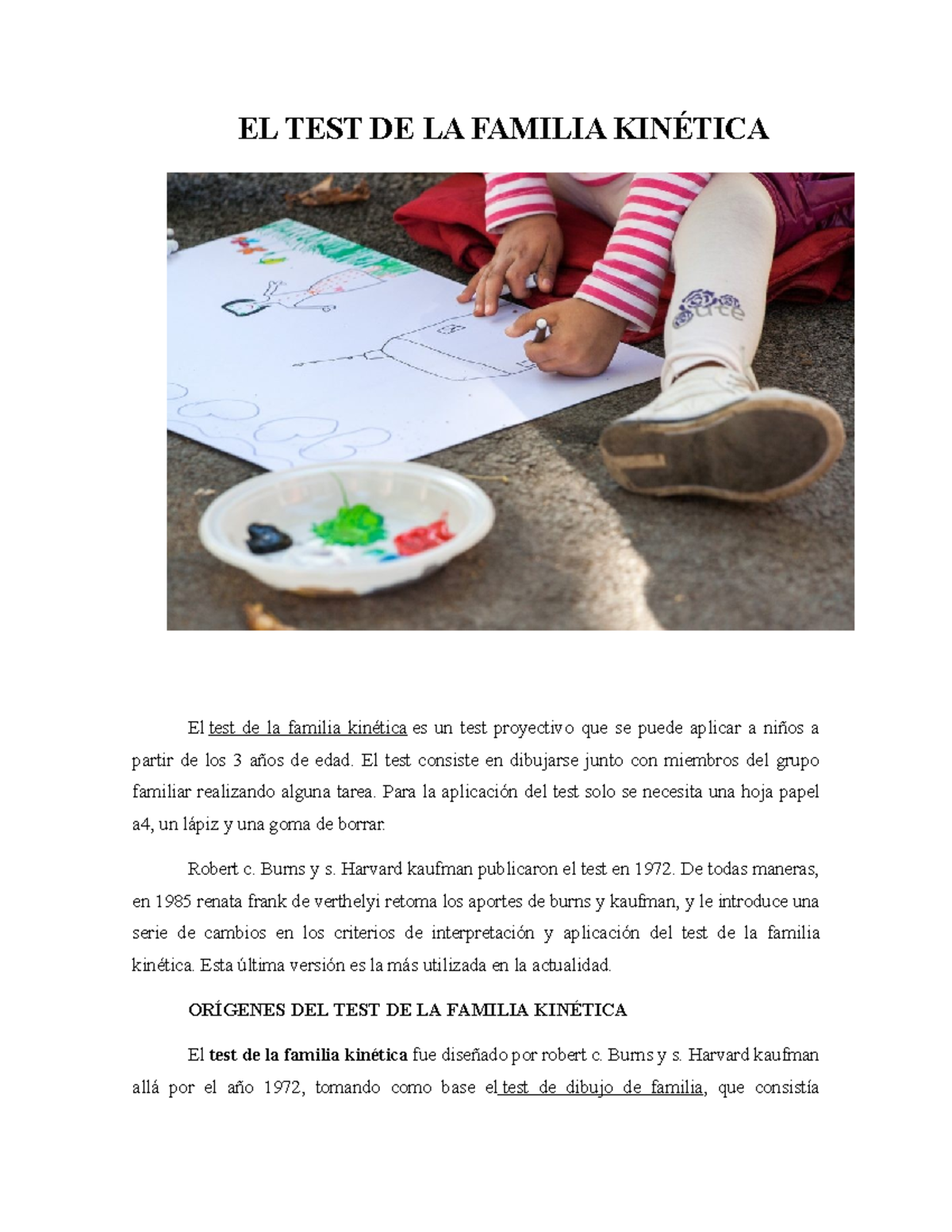 EL TEST DE LA Familia Kinetica - EL TEST DE LA FAMILIA KINÉTICA El test ...