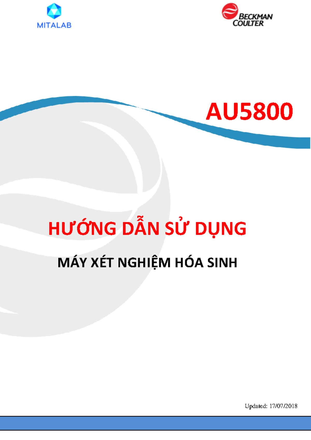 Hướng Dẫn Sử Dụng Máy Xét Nghiệm Hóa Sinh AU5800 - Cập Nhật 2023 - Studocu