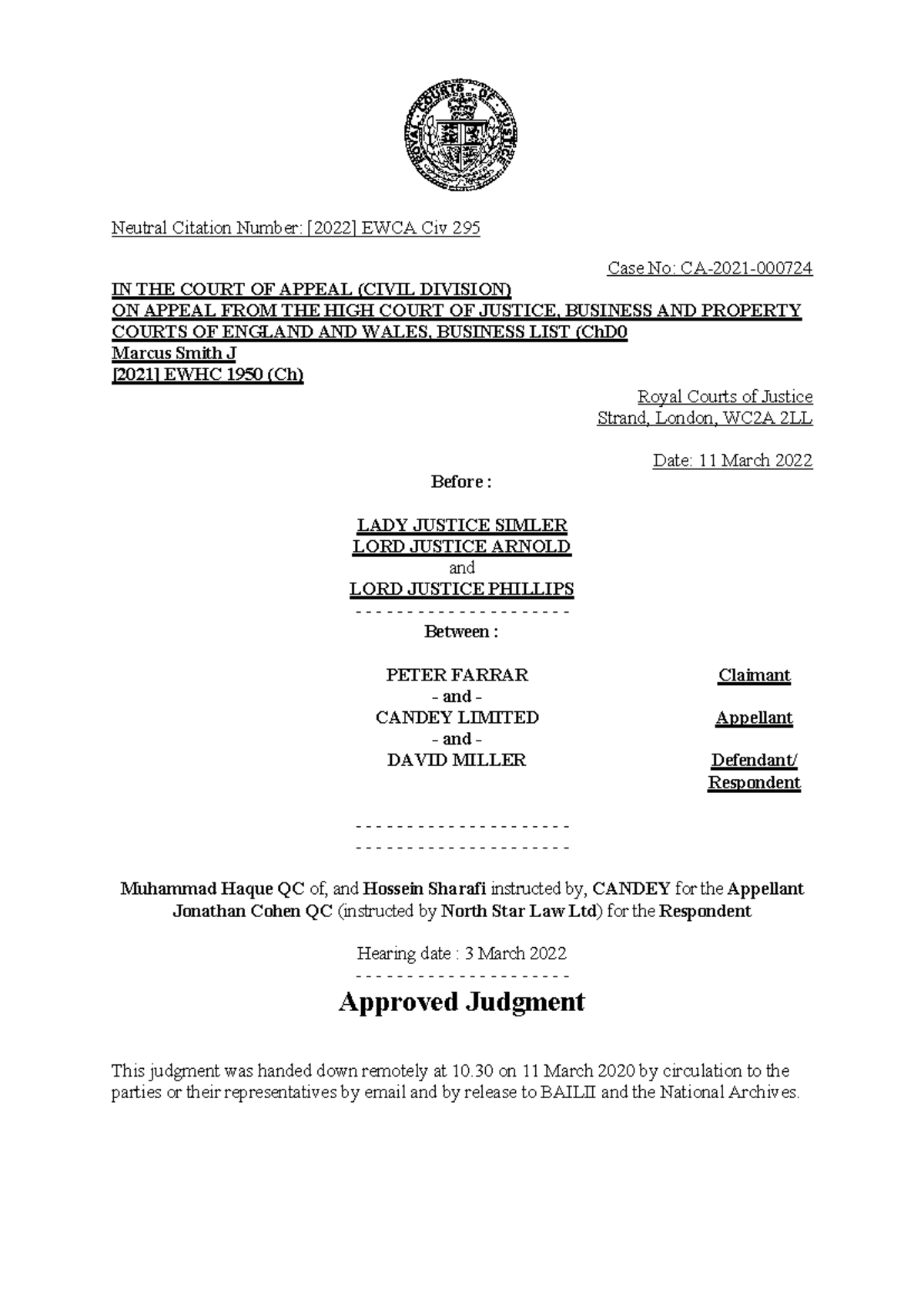 Farrar v Miller [2022] EWCA Civ 295 - Case Analysis and Judgment Notes ...