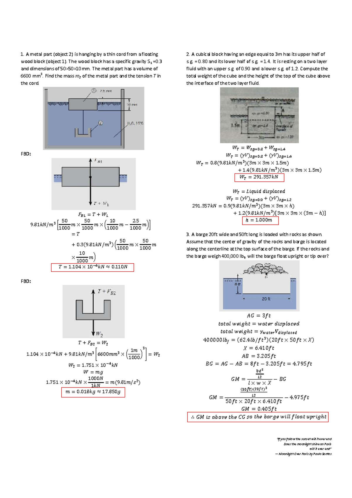 Final Exam Solutions for Fluid Mechanics (ENGR 101) - Studocu