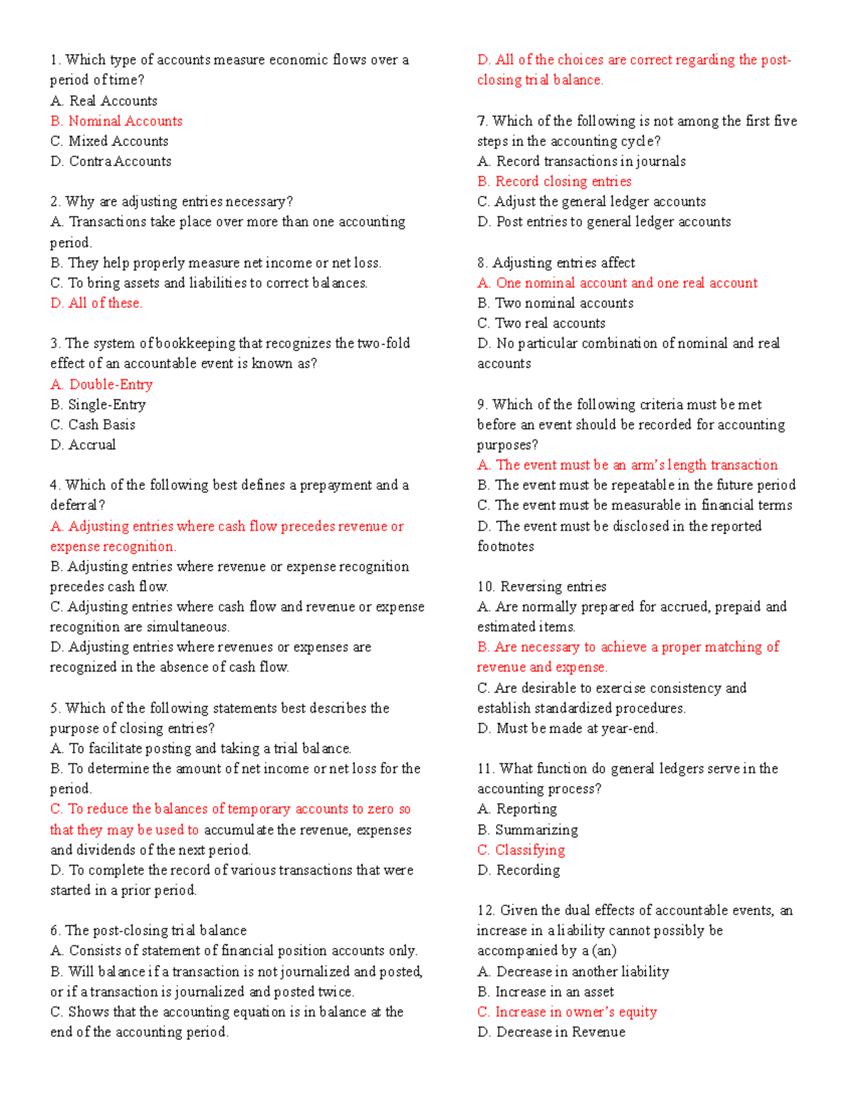 FAR- Reviewer-1 - Accounting Concepts and Adjustments Quiz - Studocu