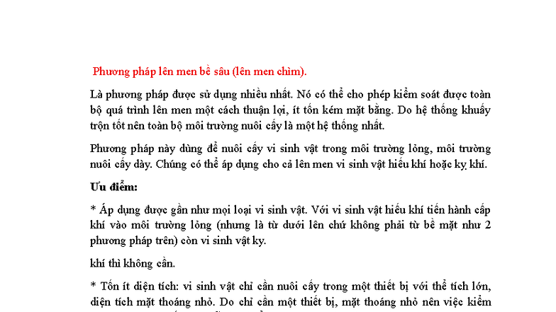 Phương pháp lên men bề sâu - Phương pháp lên men bề sâu (lên men chìm ...