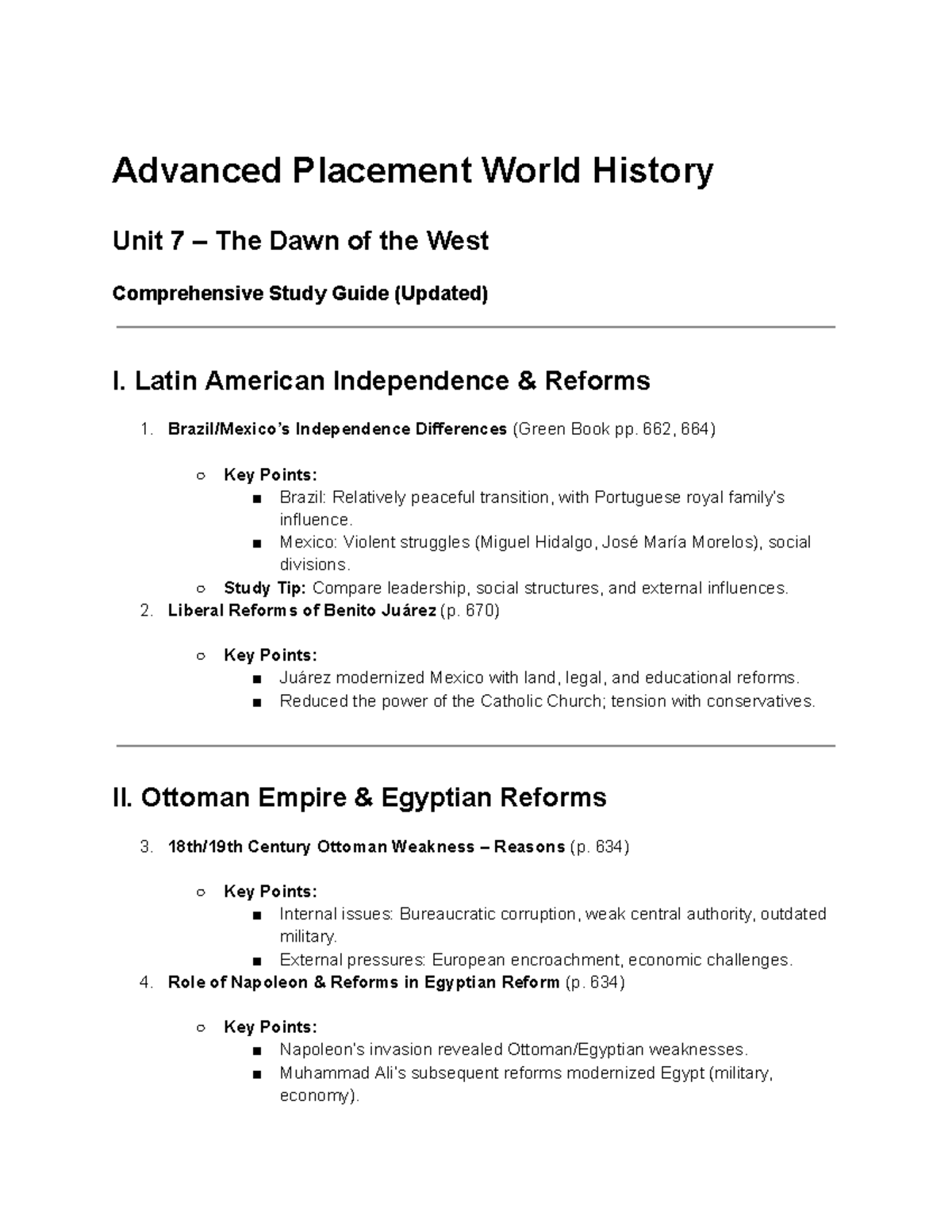 Unit 7 APWH study guide - notes - Advanced Placement World History Unit ...