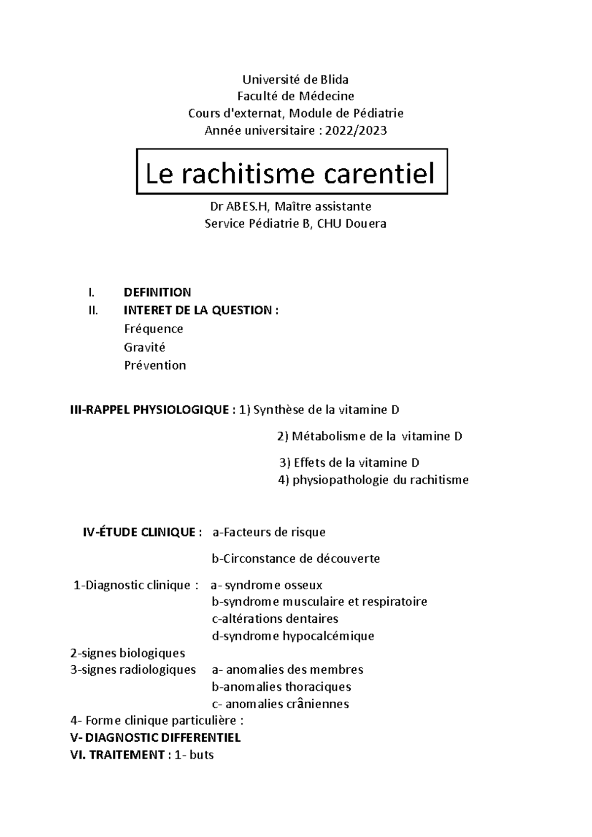 12 - Rachitisme Carentiel en Pédiatrie : Cours et Traitement - Studocu