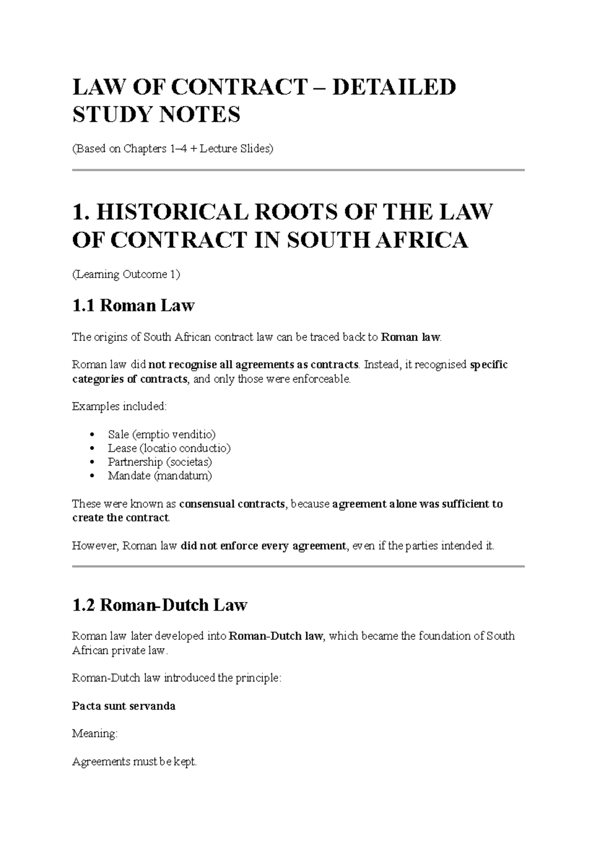 LAW OF CONTRACT NOTES - TEST 2 (Comprehensive Study Guide) - Studocu