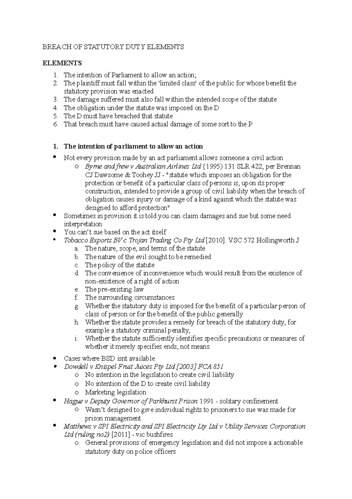 Breach of Statutory Duty Elements: Key Legal Principles Explained - Studocu