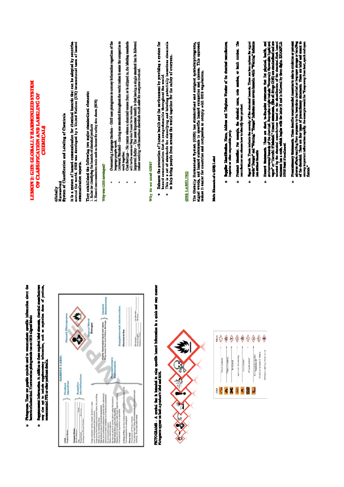 GHS Pictograms and Hazard Communication: Lesson 2 Overview - Studocu