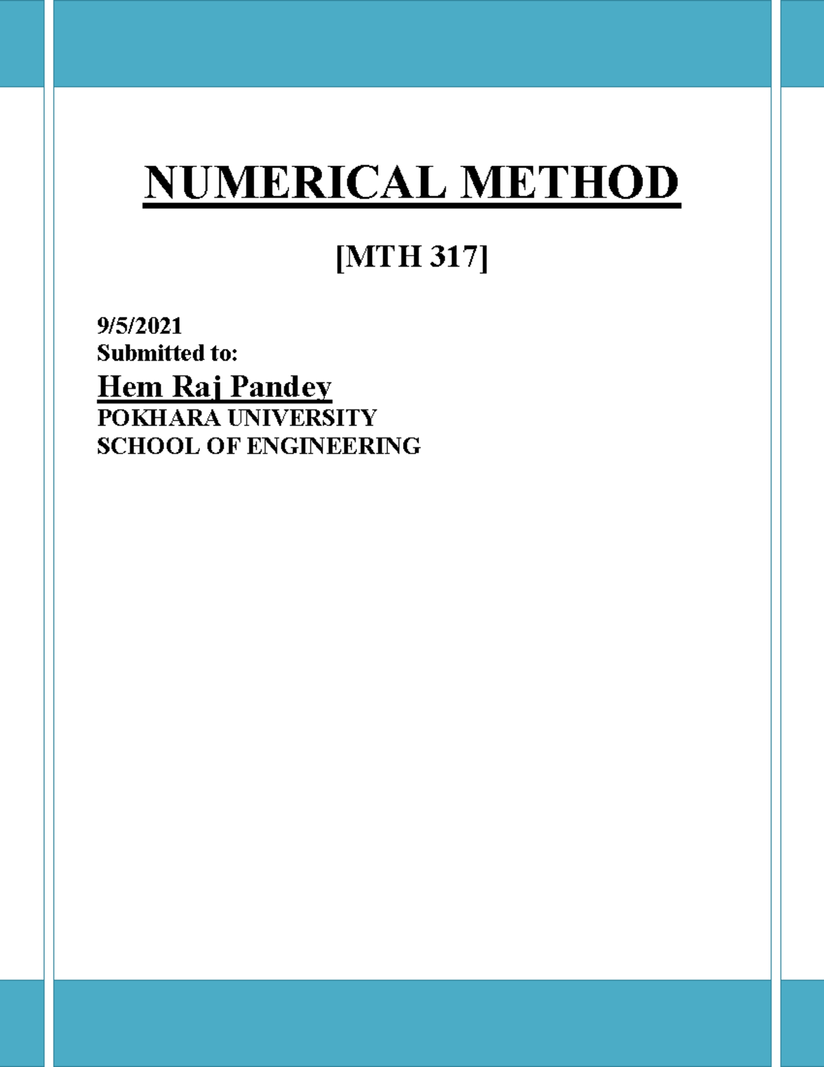 Numerical Methods Assignment [MTH 317] - Final Solutions and Insights - Studocu