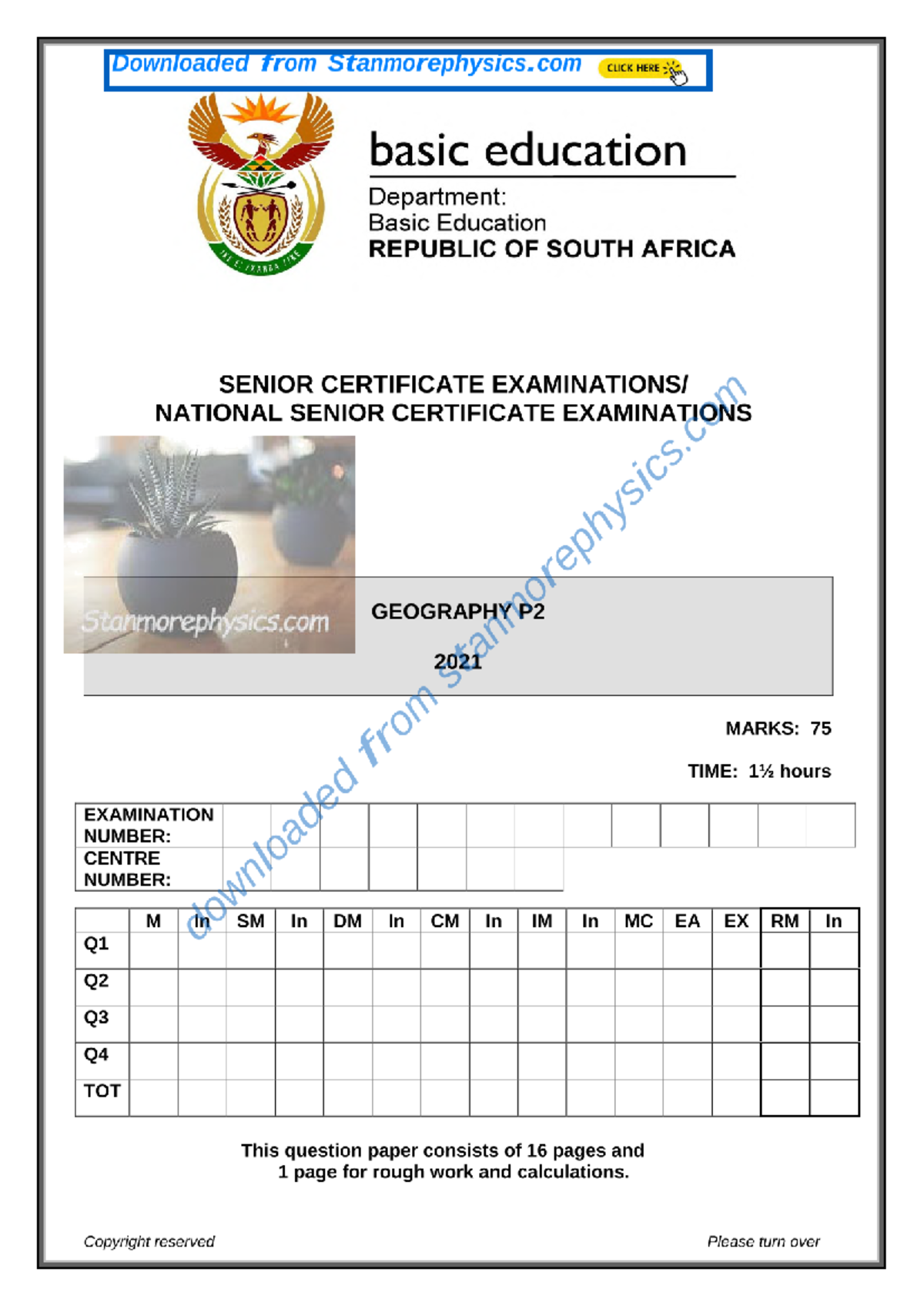 Geography Grade 12 NSC May-June 2021 Paper 2 & Memo Review - Studocu