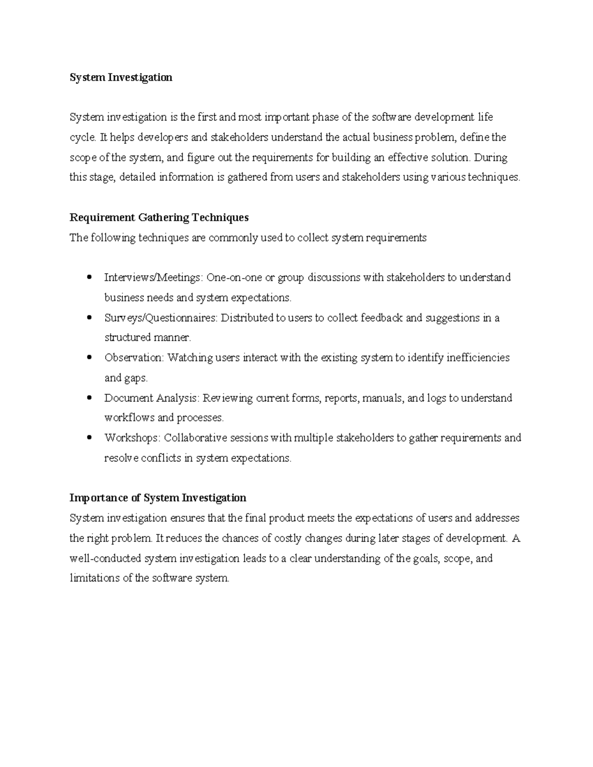 P3 - System Investigation and Software Analysis Overview - Studocu