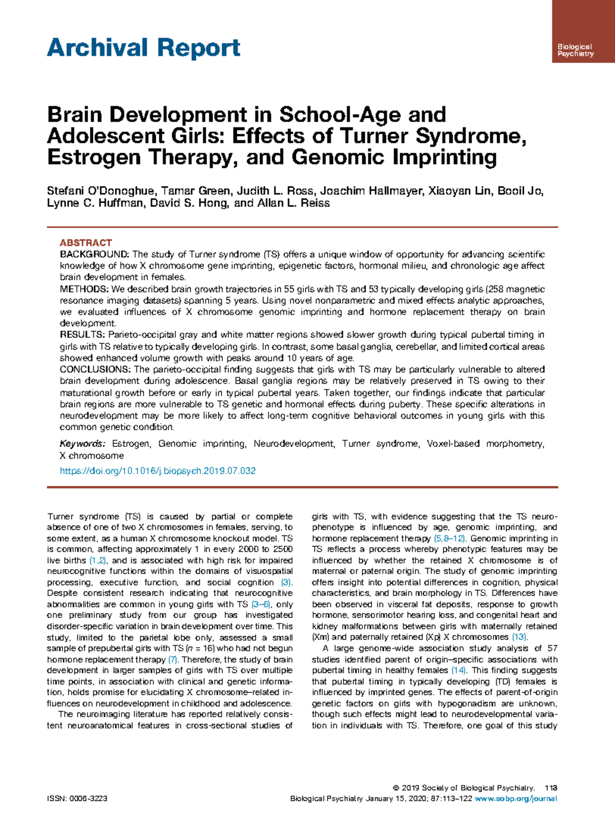 Brain Development in Girls: Turner Syndrome, Estrogen, & Genomic ...