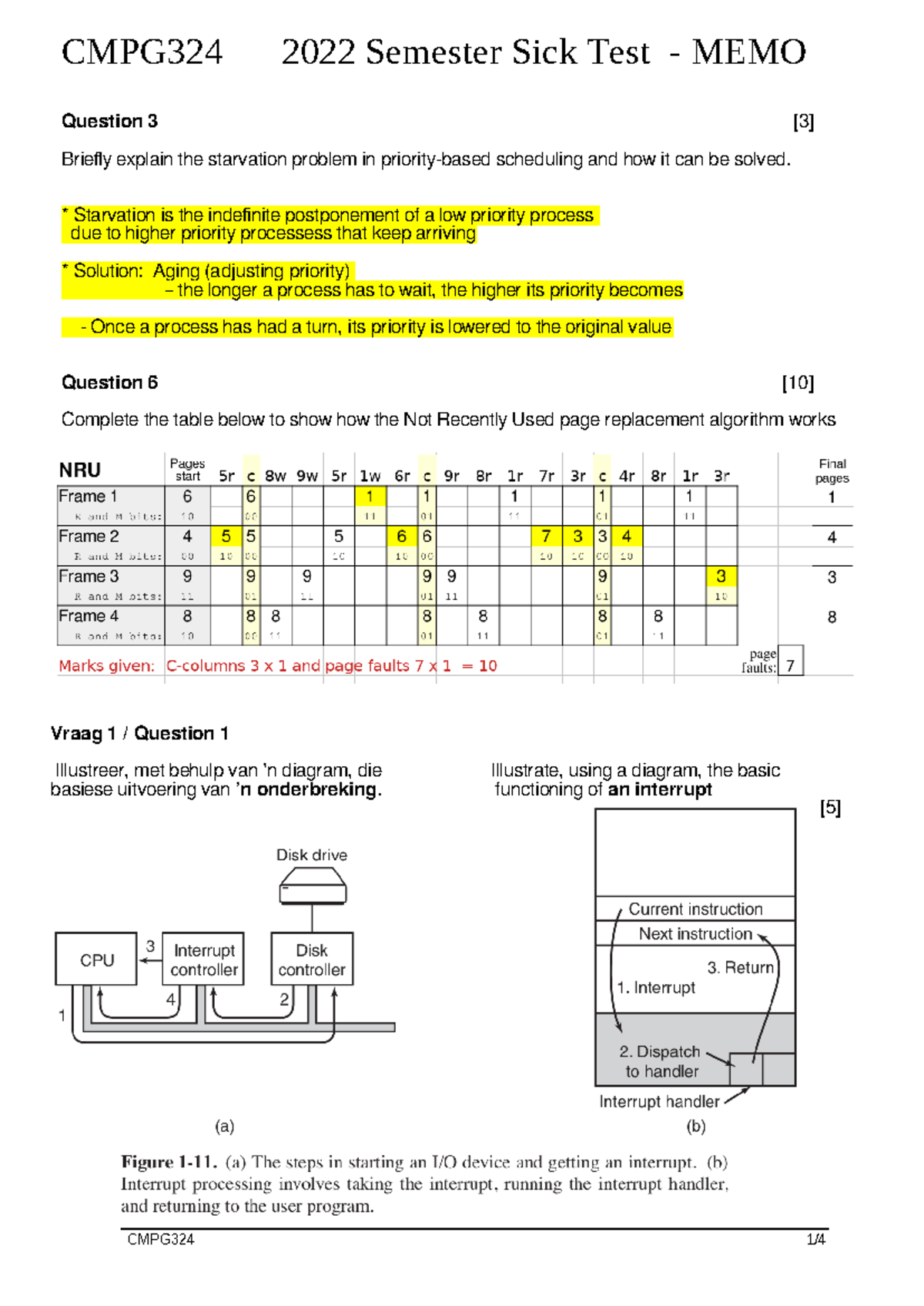 CMPG324 2022 Sick Test MEMO: Priority Scheduling & Page Replacement ...