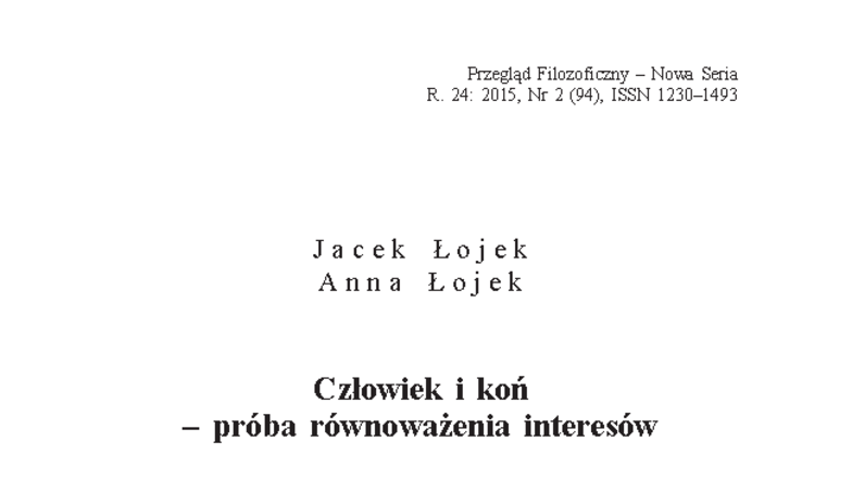 Człowiek i Koń: Równoważenie Interesów w Turystyce Konnej (2-153) - Studocu