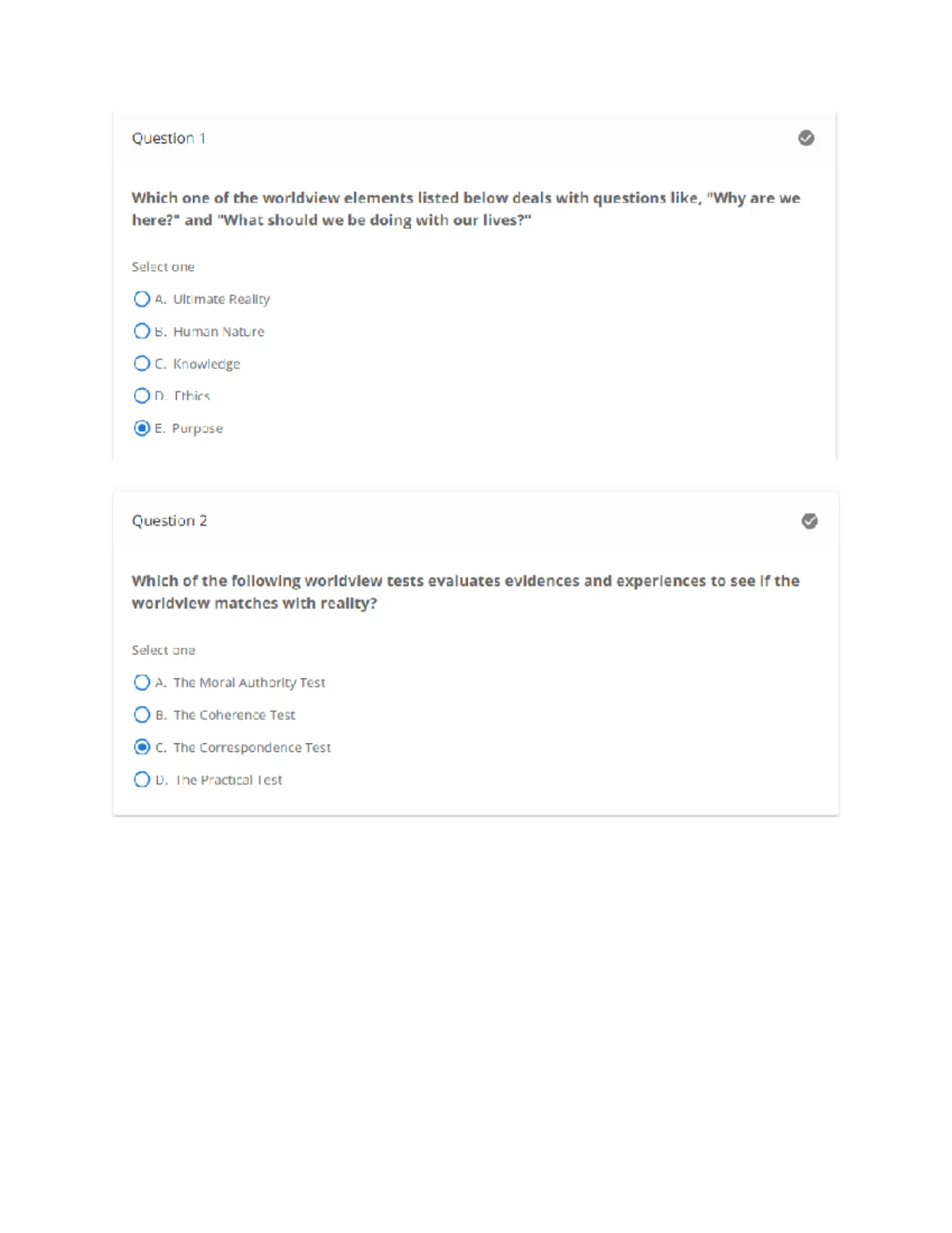 Quiz 6 Christian Worldview - Topic 6 Quiz How do the first four of the ...