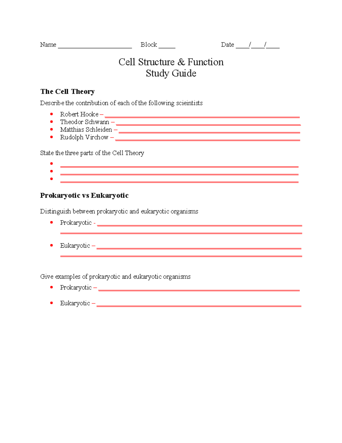 Cell Structure & Function Study Guide (Biology 101) - Studocu