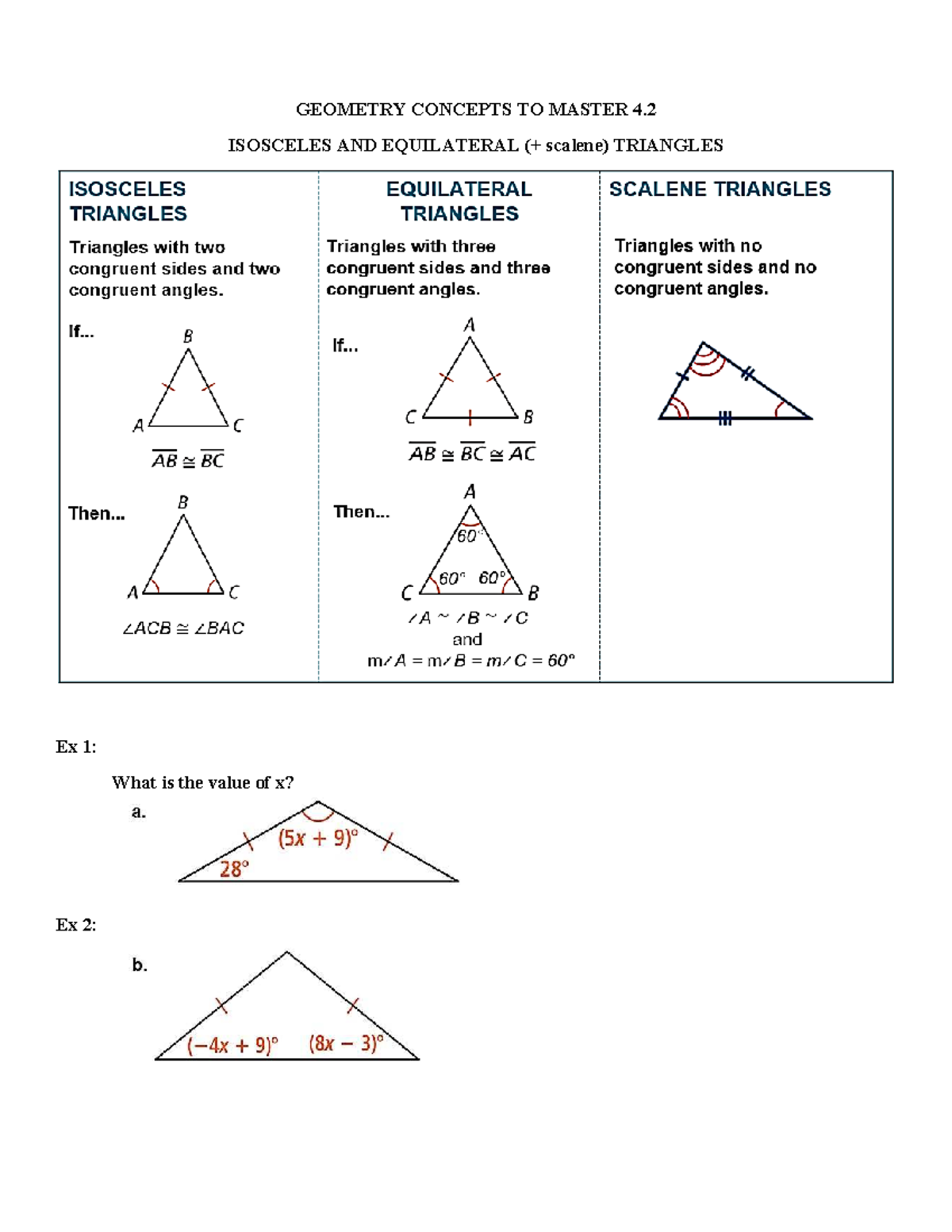Geometry Concepts to Master 4.2: Isosceles & Equilateral Triangles ...