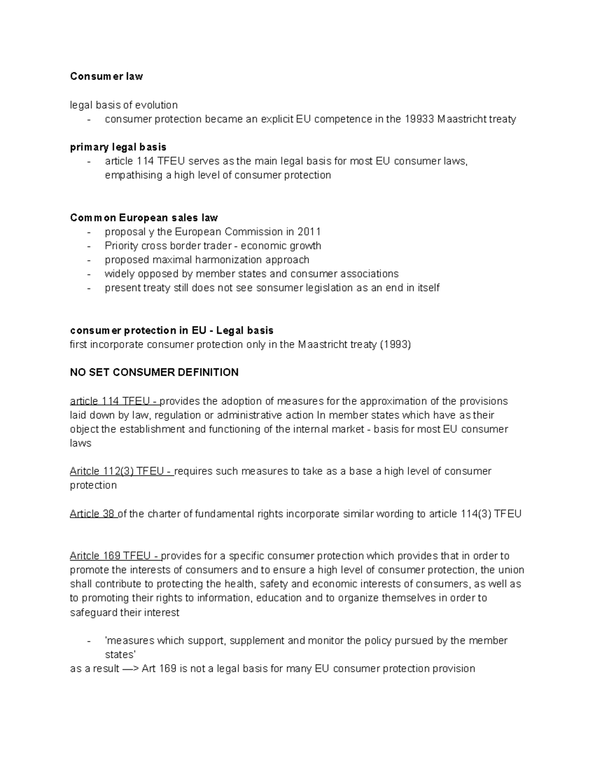 Consumer Law - Lecture 8: EU Legal Framework and Consumer Protection ...