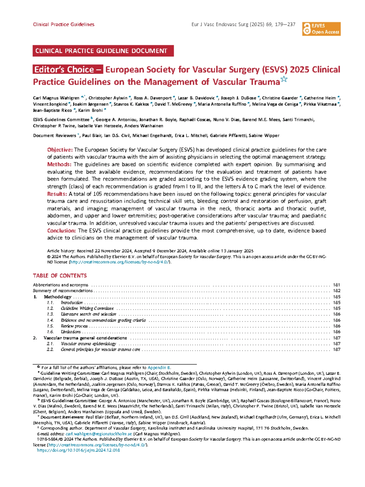 ESVS 2024 Clinical Practice Guidelines for Abdominal Aorto-Iliac ...