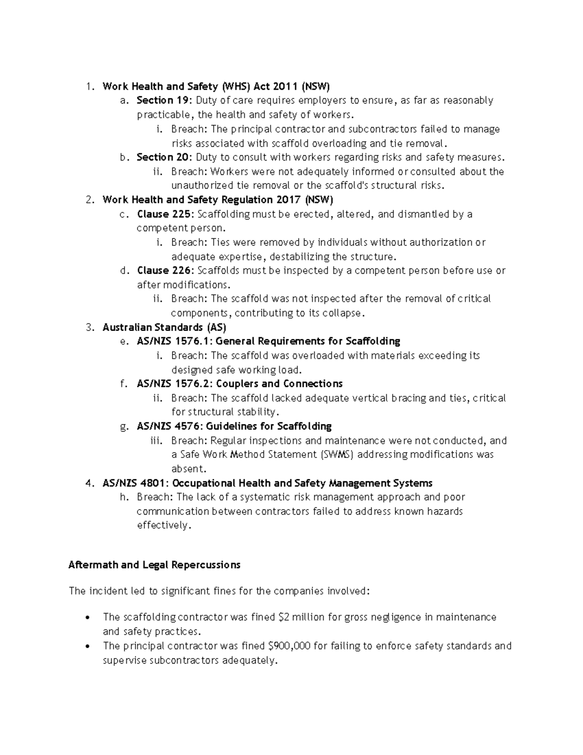 WHS 1: Key Notes on Work Health and Safety Act & Regulations 2011 - Studocu