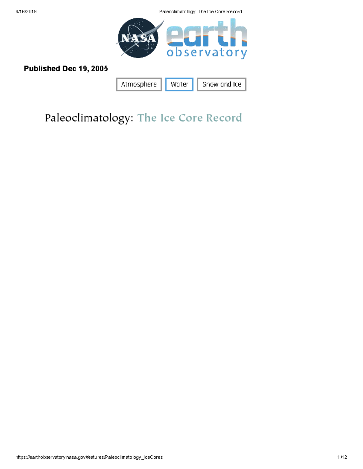 Paleoclimatology: Insights from the Ice Core Record - Studocu