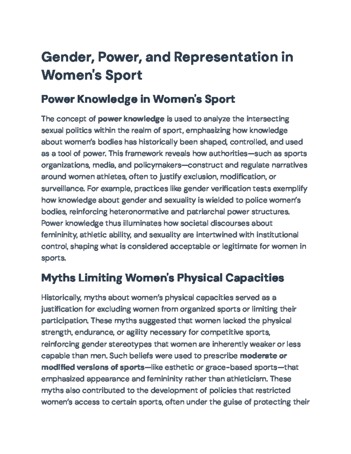 Gender, Power, and Representation in Women's Sports: An Analysis ...