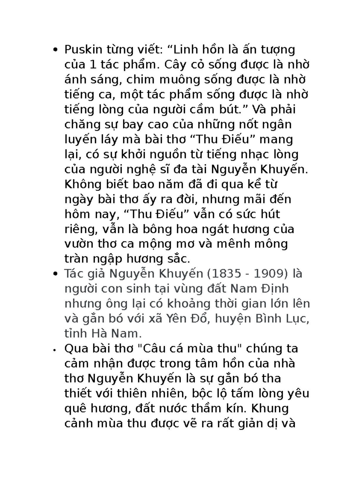 Phân Tích Bài Thơ "Thu Điếu" của Nguyễn Khuyến - Học Tập Văn Học - Studocu