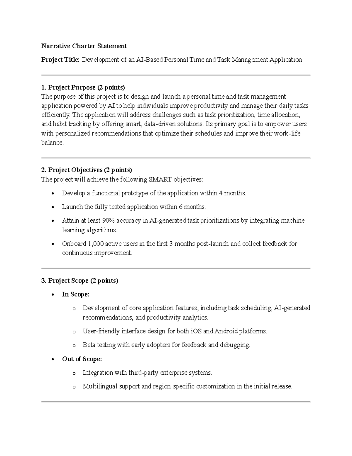 Narrative Charter Statement - Narrative Charter Statement Project Title ...