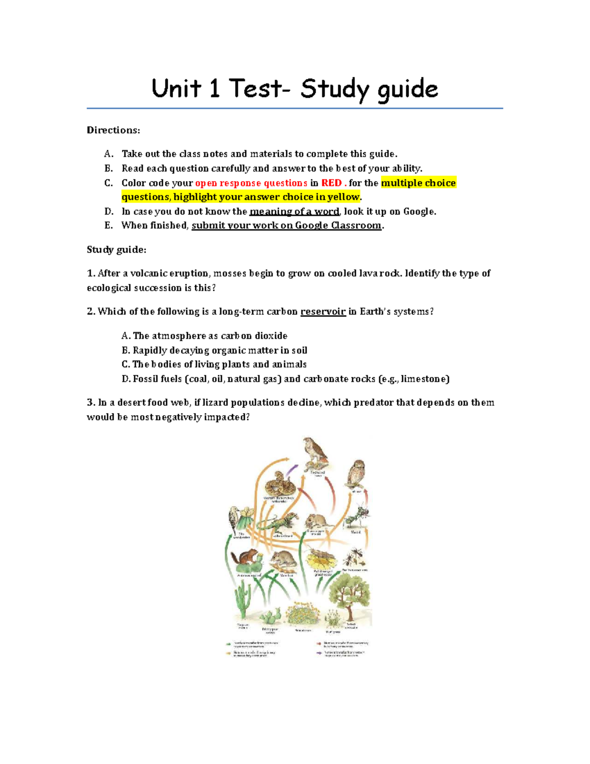 Biology Unit 1 Test Study Guide for Success - Studocu