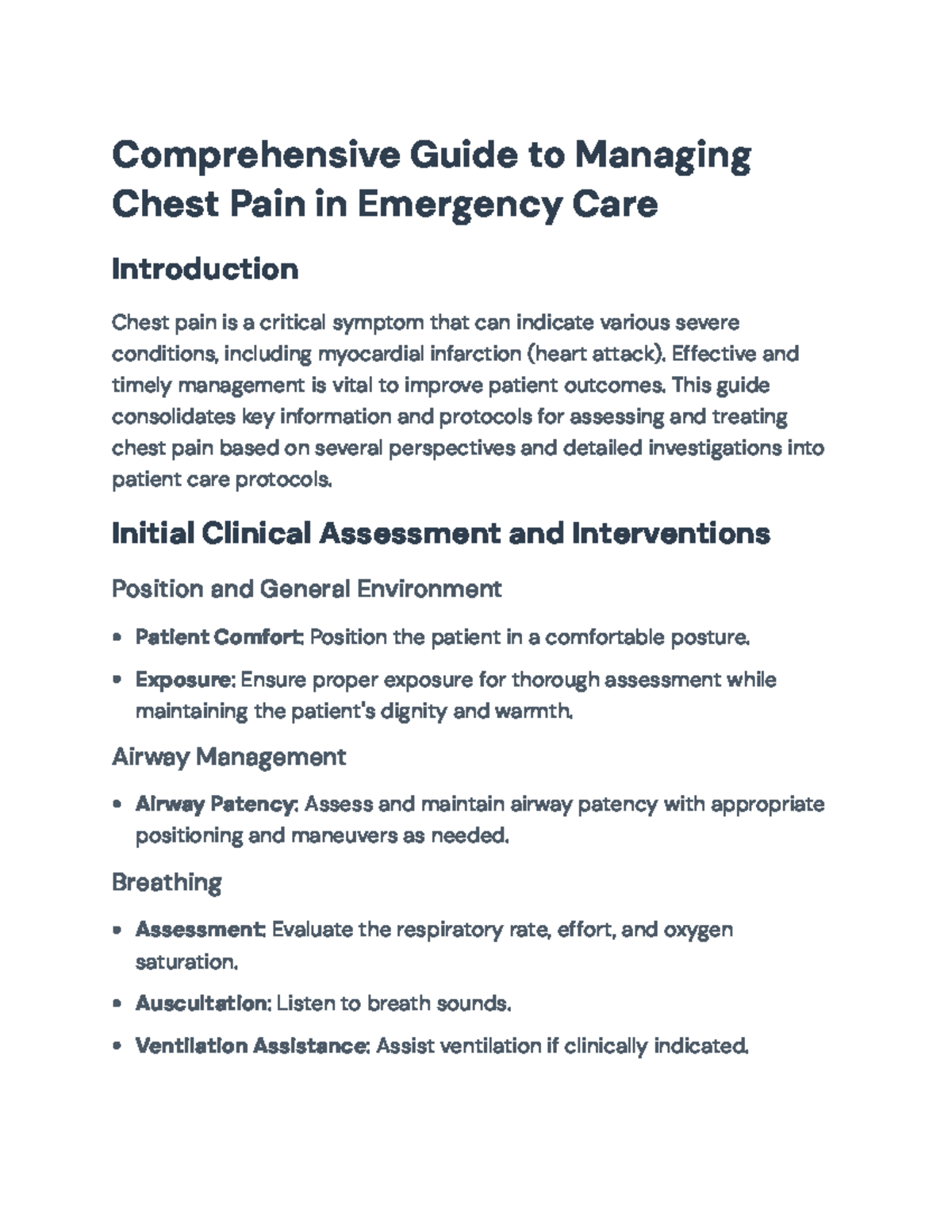 Managing Chest Pain in Emergency Care: A Comprehensive Guide ...