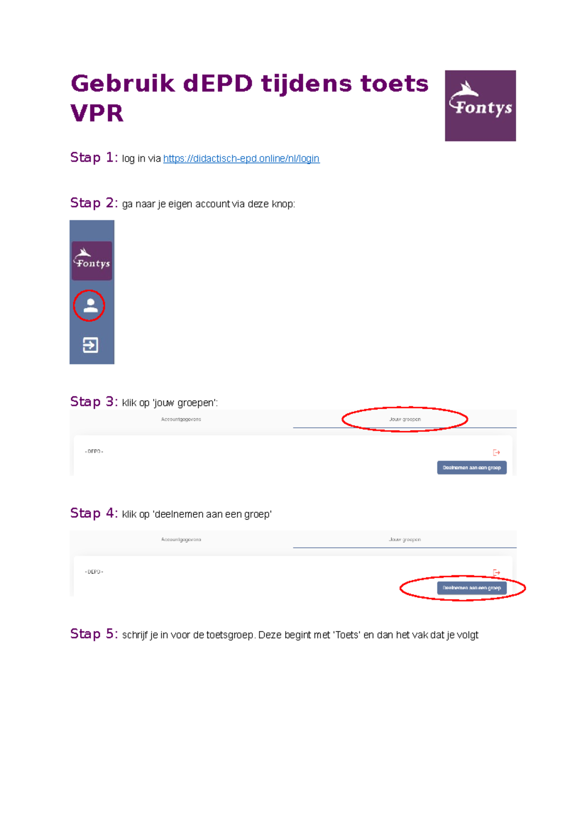 Gebruik dEPD bij Toets VPR - Stappen voor Deelname en Voorbereiding ...