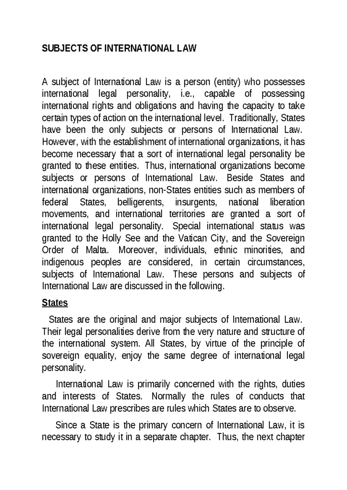 Topic 3: Subjects of International Law - Legal Personalities Explained ...
