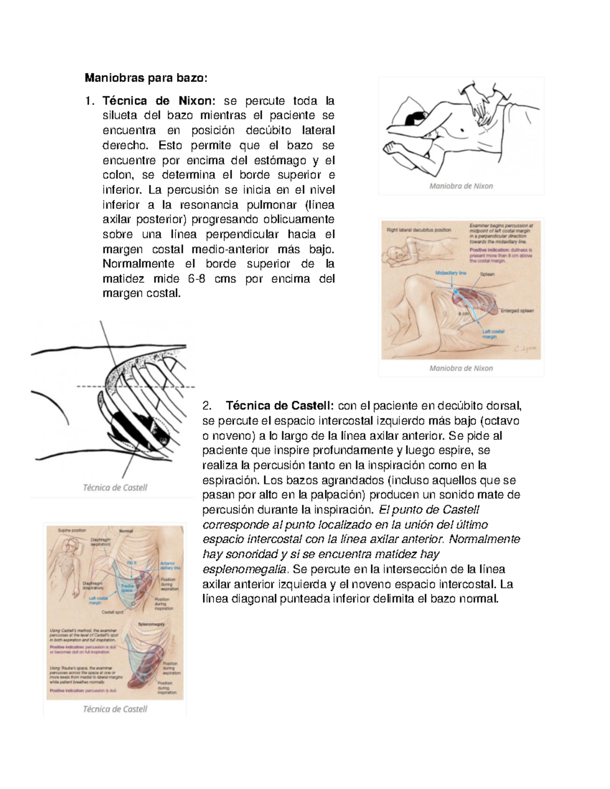 Maniobras Esenciales para la Exploración del Bazo en Clínica - Studocu