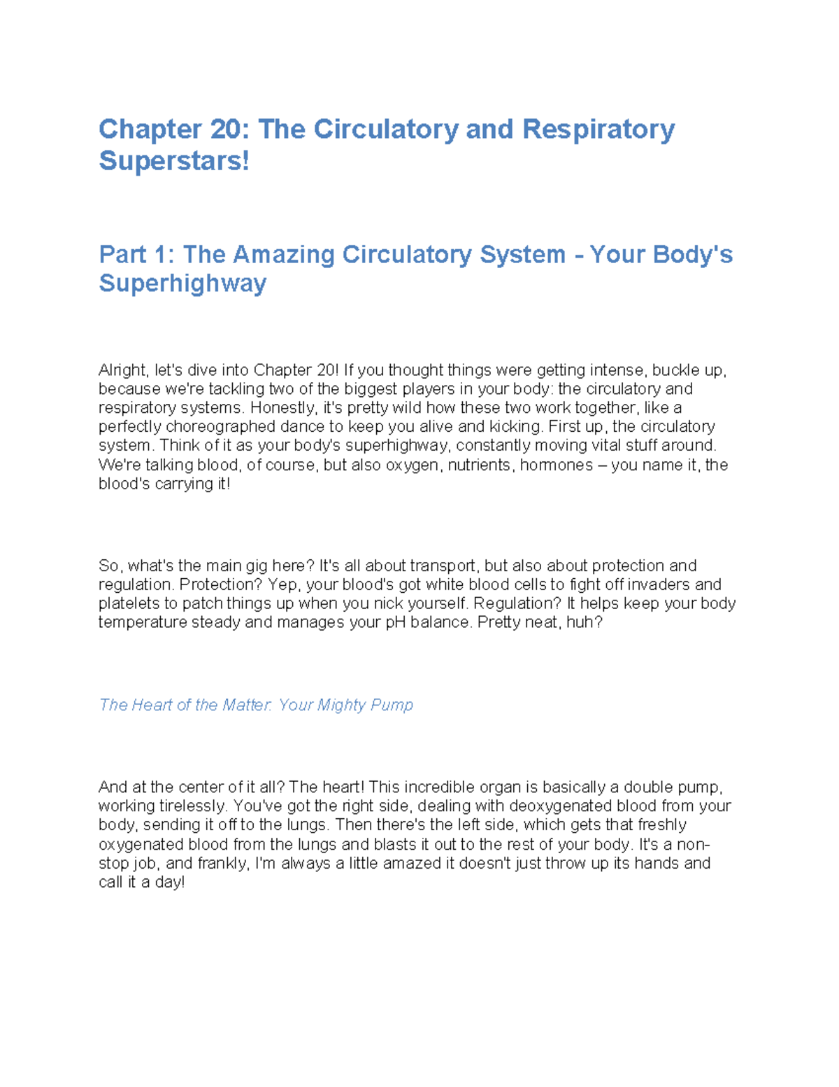 Human Anatomy & Physio: Chapter 20 - The Circulatory & Respiratory ...