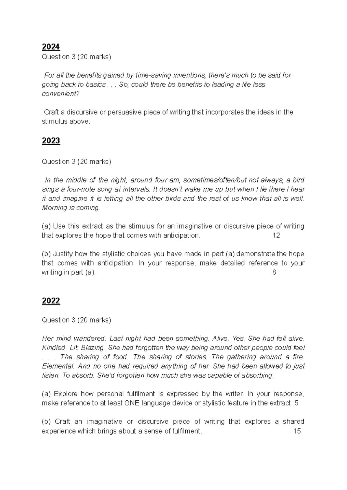 Module C Practice: Past HSC Discursive Questions (2020-2024) - Studocu