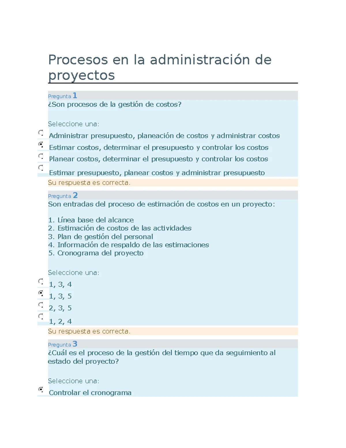 Modalidad de exámenes Semana 4 Procesos en la administracion - Procesos en la administración de ...