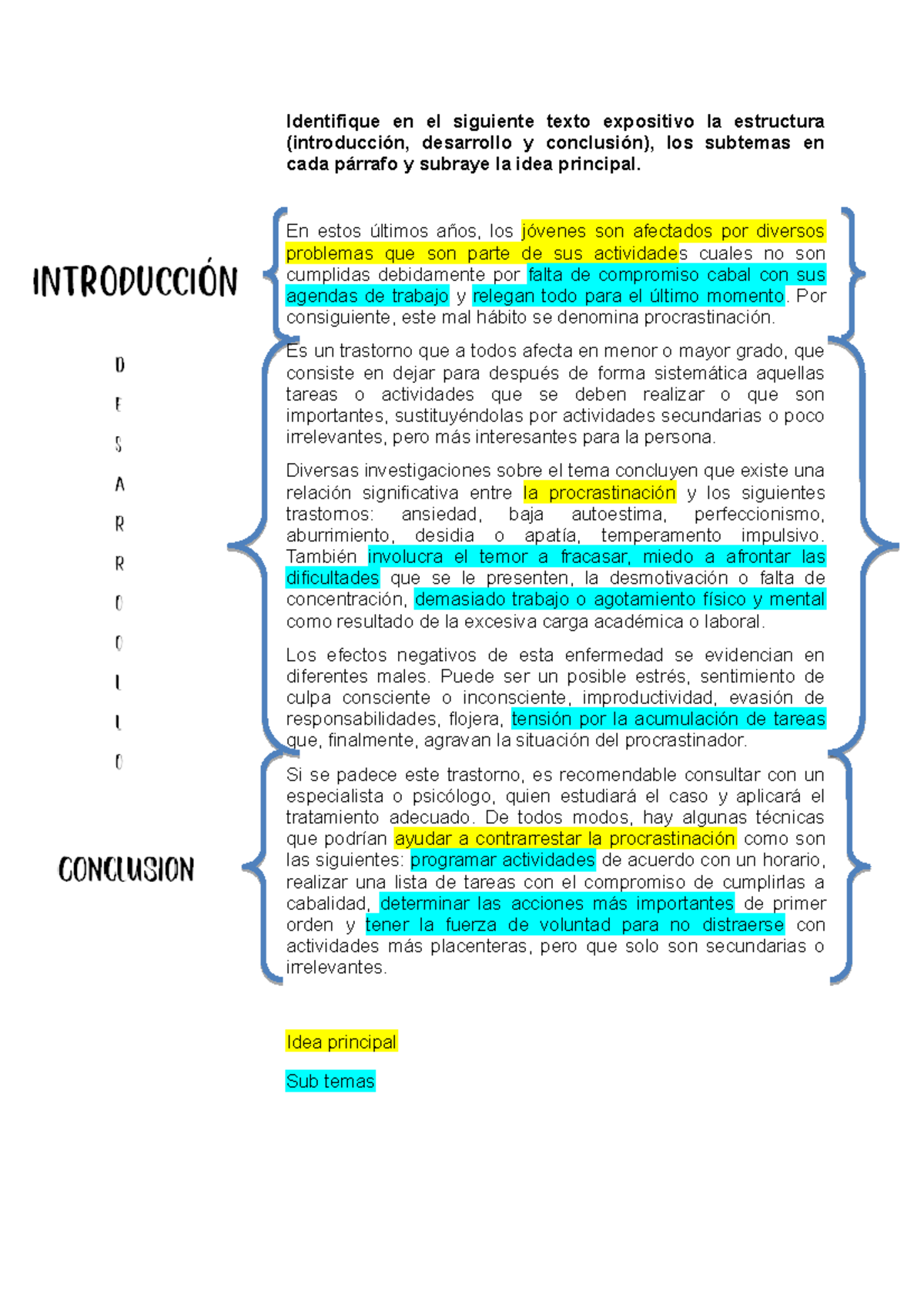 Estructura DE Texto Expositivo - Identifique en el siguiente texto ...