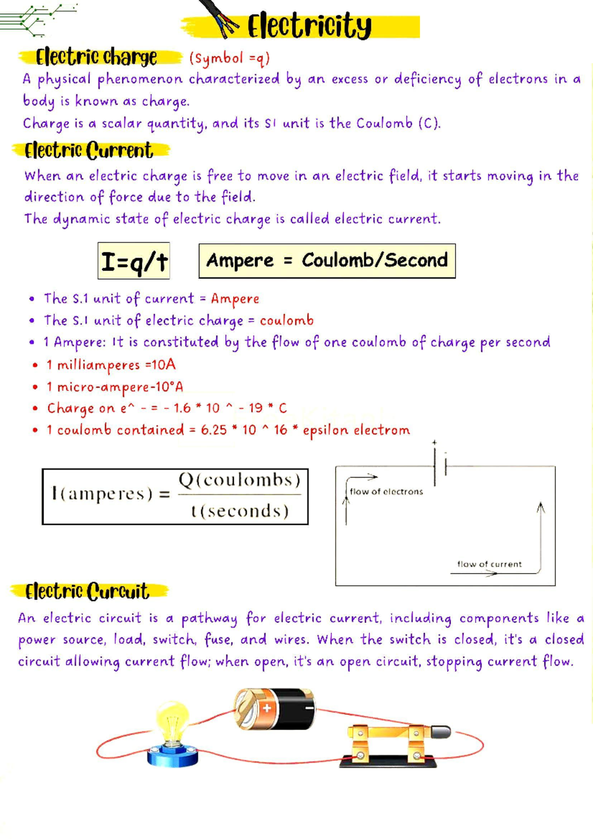 Class 10 Exam: Electricity and Electric Charge Concepts - Studocu