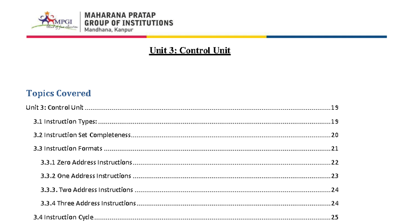 Unit 3: Control Unit - COA Handwritten Notes - Studocu