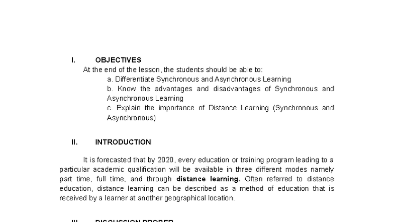 Tupld - HANDOUTS ON SYNCHRONOUS & ASYNCHRONOUS LEARNING - Studocu