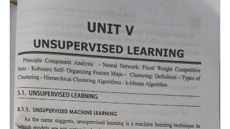 AIML 5: Unsupervised Learning Techniques and Algorithms - Studocu